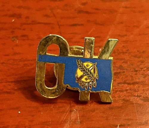 Vintage Oklahoma Brooch Lapel Pin Gold Tone Olive Branch Calumet Peace ...