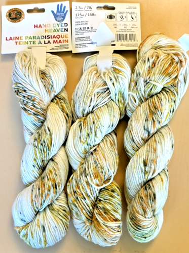 3 pack Lion Brand Hand Dyed Heaven Yarn Cabbage Patch 2.5 oz 175 yds ...