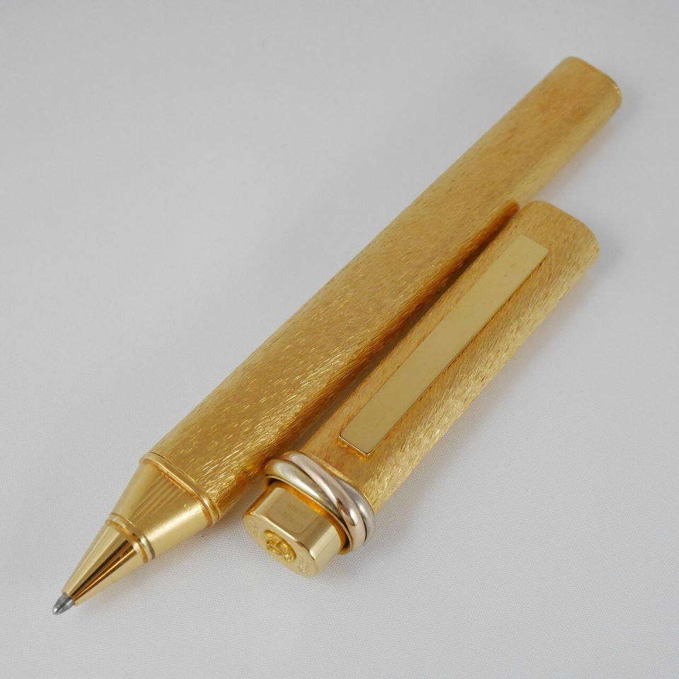 Cartier Vendome Oval Gold Plated Ballpoint Pen with Box (used)(Blue Ink ...