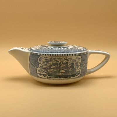 Vintage Royal China Currier & Ives Blue Droopy Spout Teapot | eBay