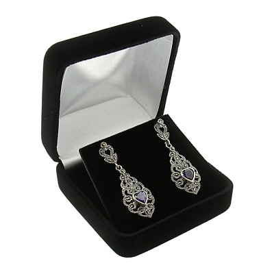 Black Velvet Pendant Stud Earring Box Display Jewelry Gift Boxes ...