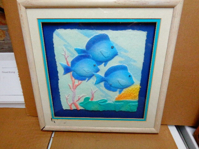 FIGI GRAPHICS HAND CAST PAPER OF FISH hand made FRAMED 1991 NEW FOUND ...