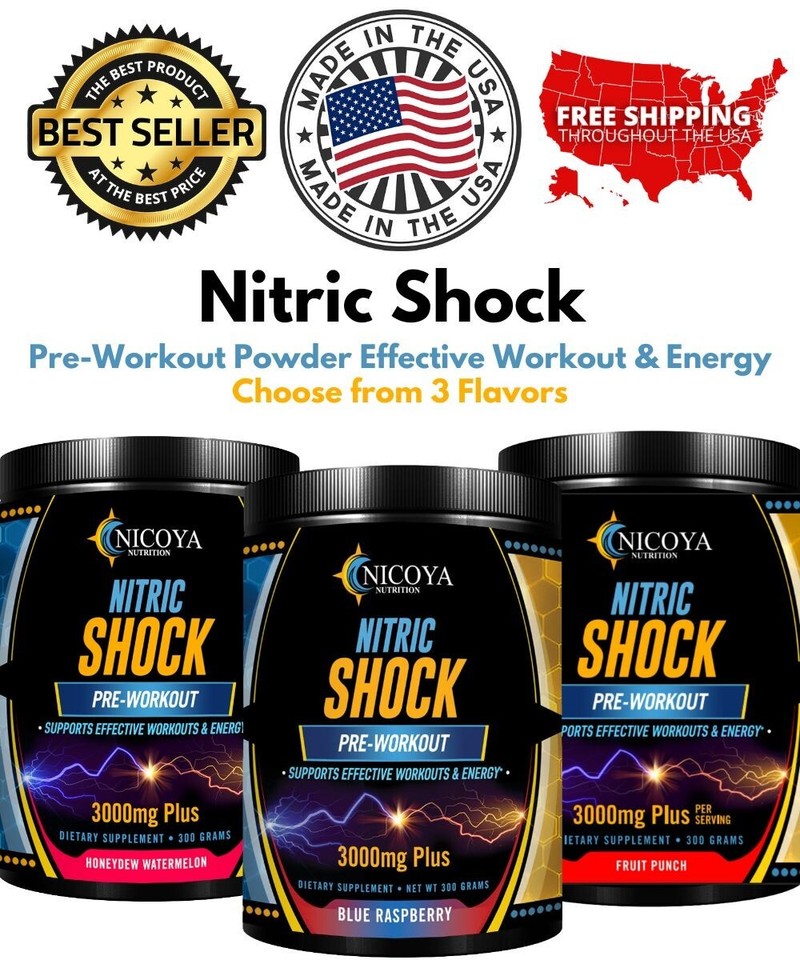 Nitric Oxide Pre Workout Powder 3000 MG+ Effective Workouts & Energy -3 ...