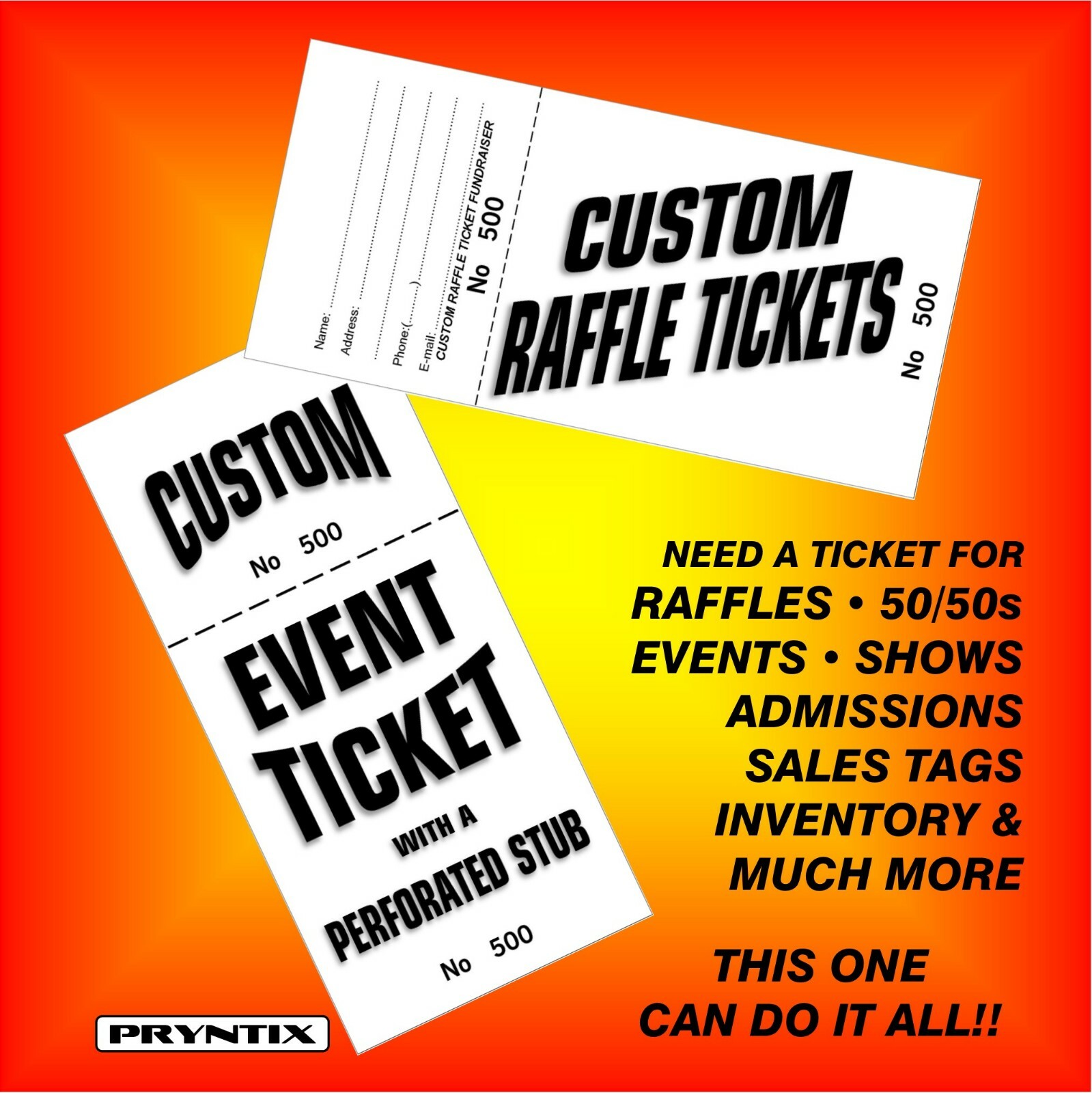 CUSTOM PRINTED RAFFLE TICKETS - Numbered & Perforated Card Stock | eBay