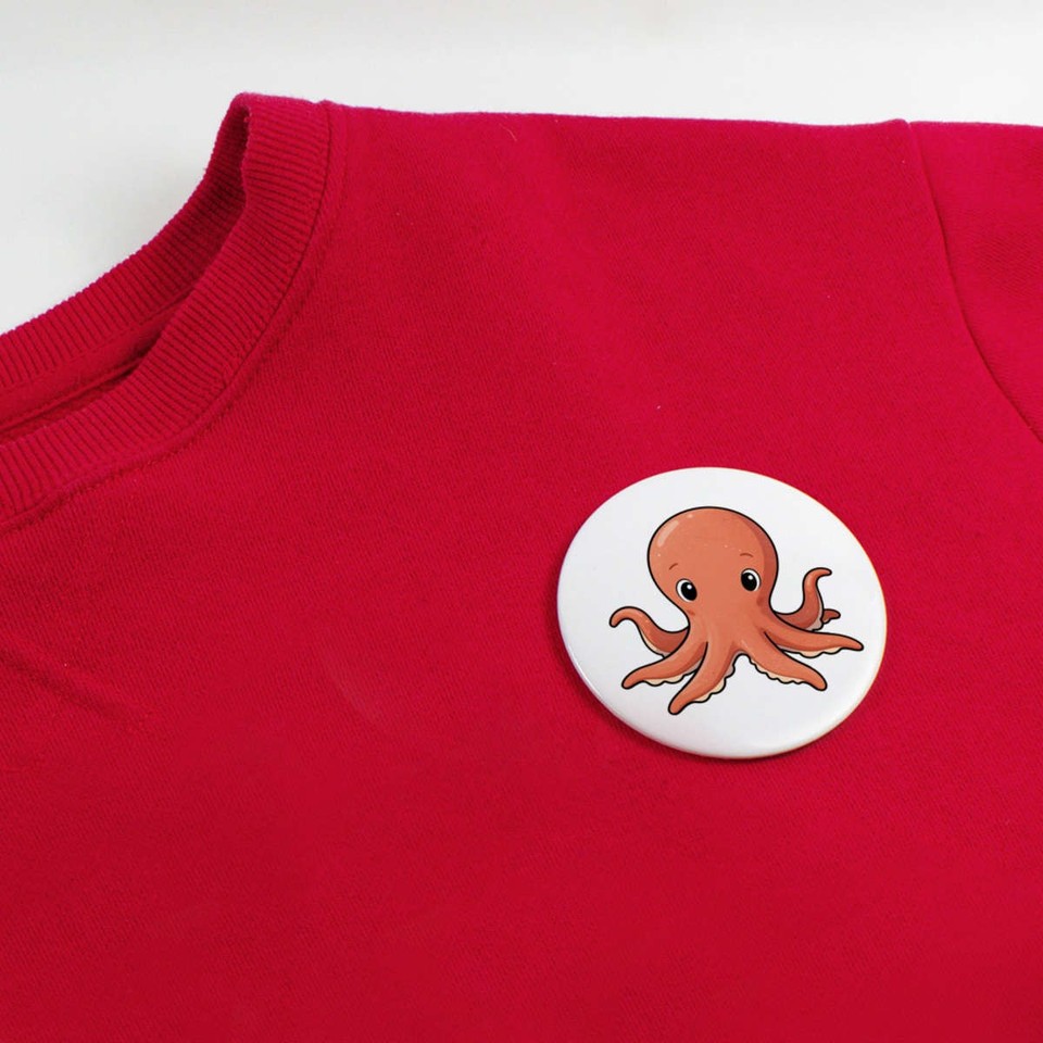 'Cartoon Octopus' Button Pin Badges (BB060508) | eBay UK
