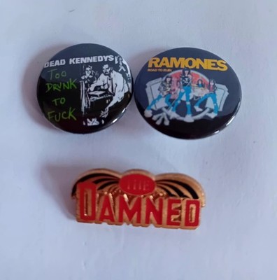 Job Lot x 3 Punk Vintage Badges - Dead Kennedys Too Drunk , Ramones ...