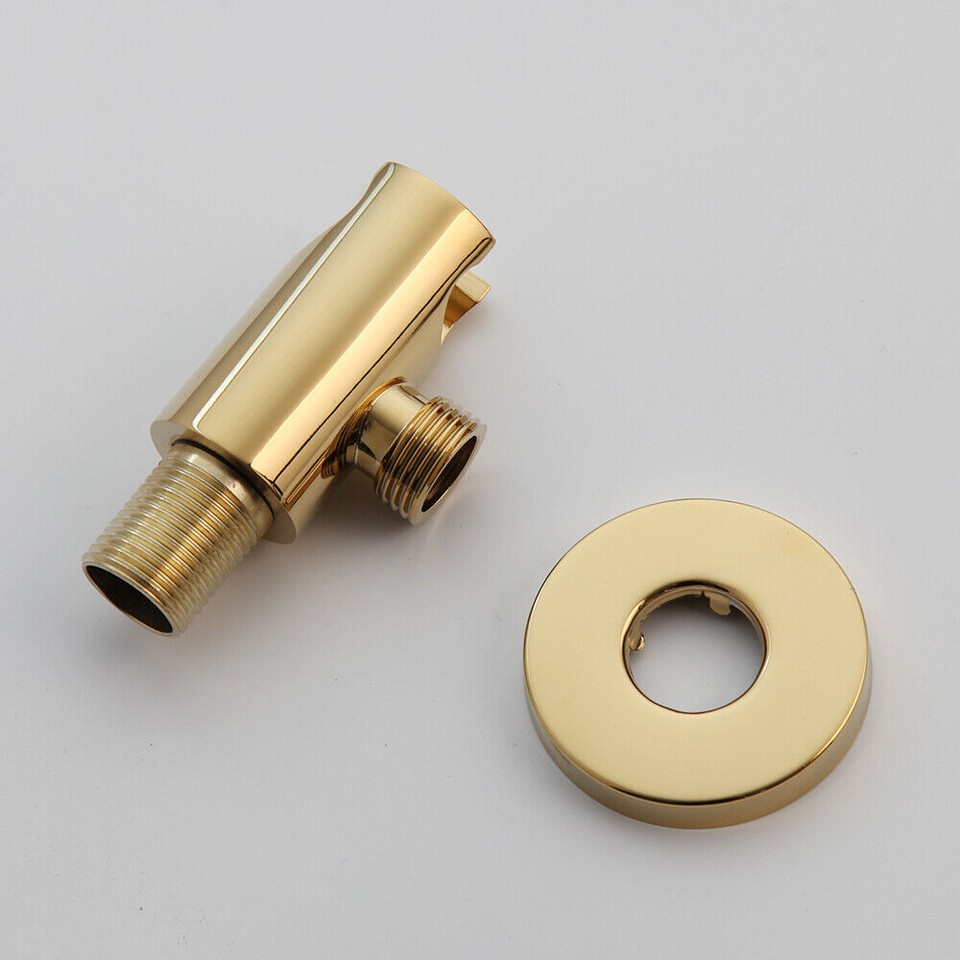 3PCS Gold Bathtub Faucet Round Mixer Valve Rain Hand Held Shower Spout ...