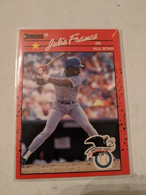 1990 Donruss #701 Julio Franco Quad Error Card | eBay