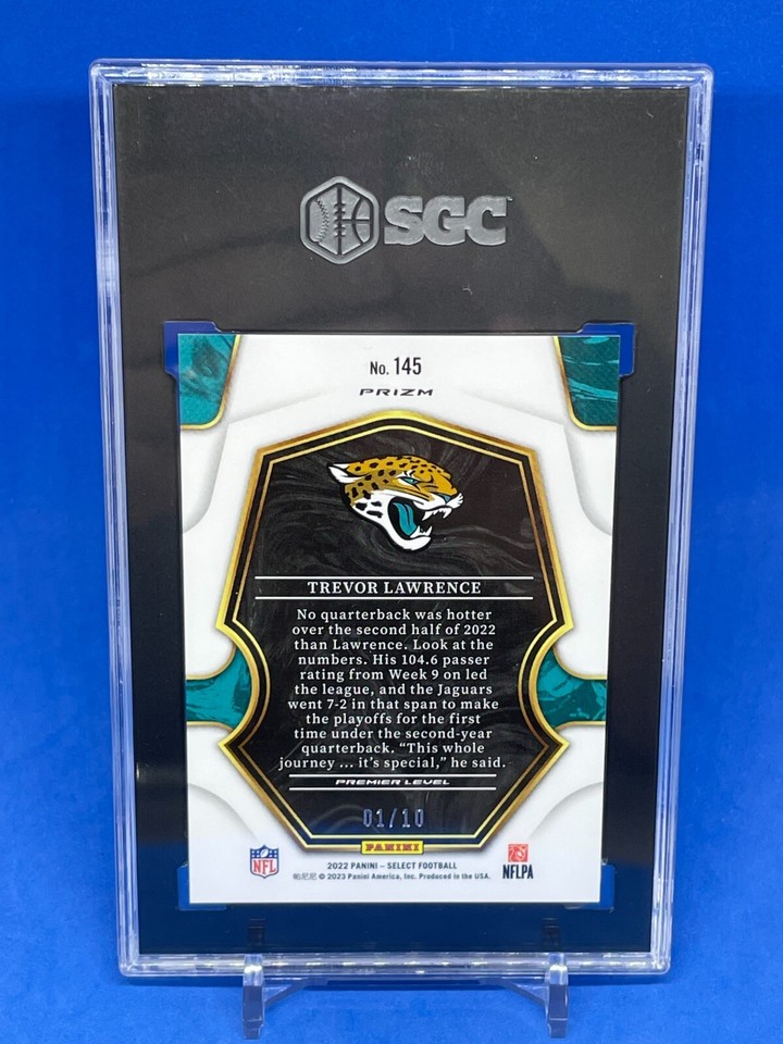 2022 Panini Select #145 Trevor Lawrence Pink Prizm #1/10 SGC 10 GEM ...