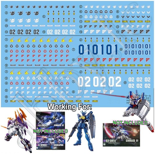 for HG 1/144 Aesculapius Geminass 01 02 Water Slide UV Light-reactive ...
