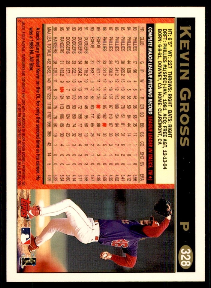1997 Topps Kevin Gross Baseball Card #328 | eBay