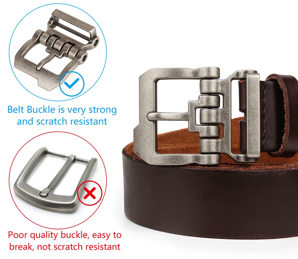Mens Belt for Jeans Big and Tall Size 28"-64" 100% Real Leather Belts 3 ...