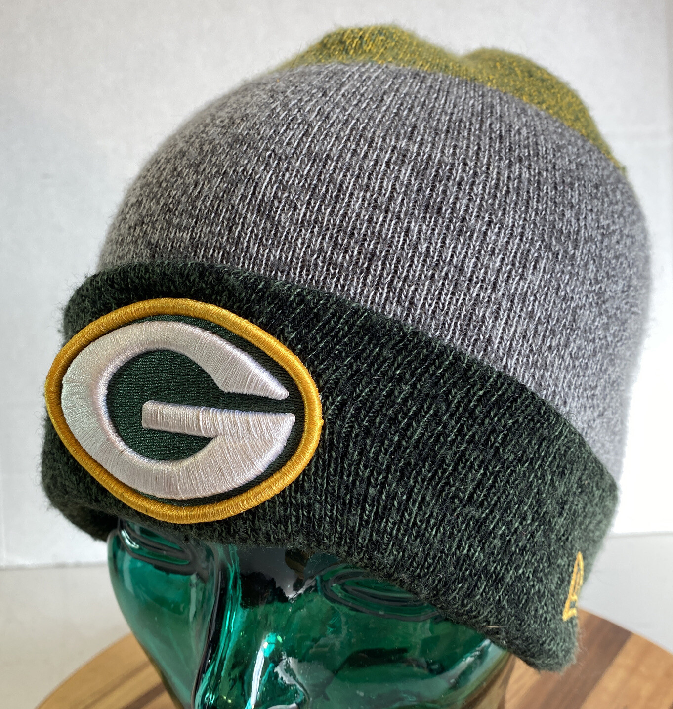 NEW ERA GREEN BAY PACKERS WINTER BEANIE HAT GREEN/YELLOW/GRAY OSFM VGC ...