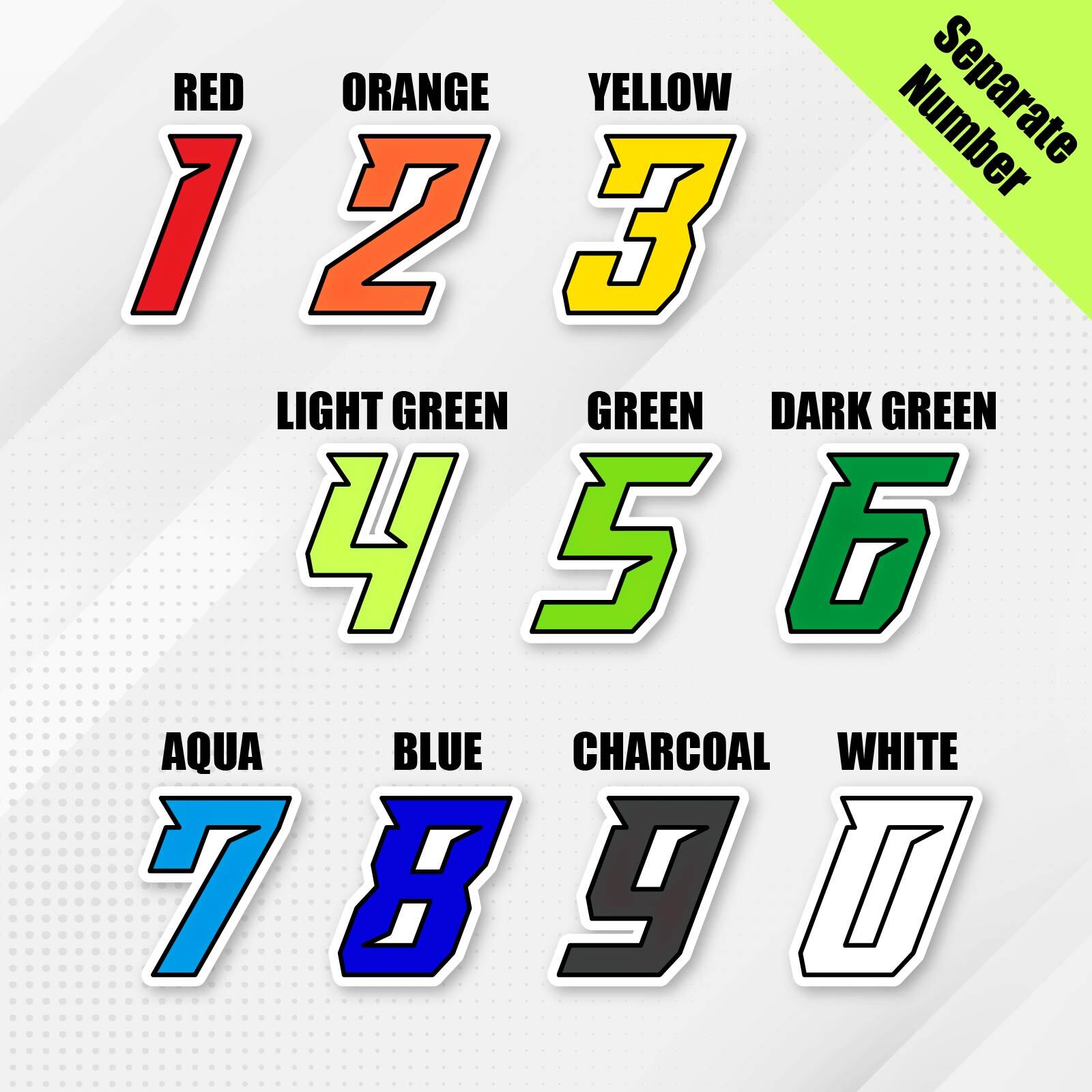3 x Custom Vinyl Number Stickers S01 For MT-07 XSR125 YZF R1 Super Cub ...