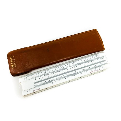 Vintage Old Dietzgen Slide Ruler w/ Genuine Leather Sheath, Made in USA ...