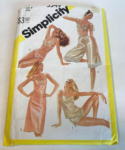 Vintage 1982 Simplicity Pattern 5549 Lingerie Bra Panty Slip Colottes ...