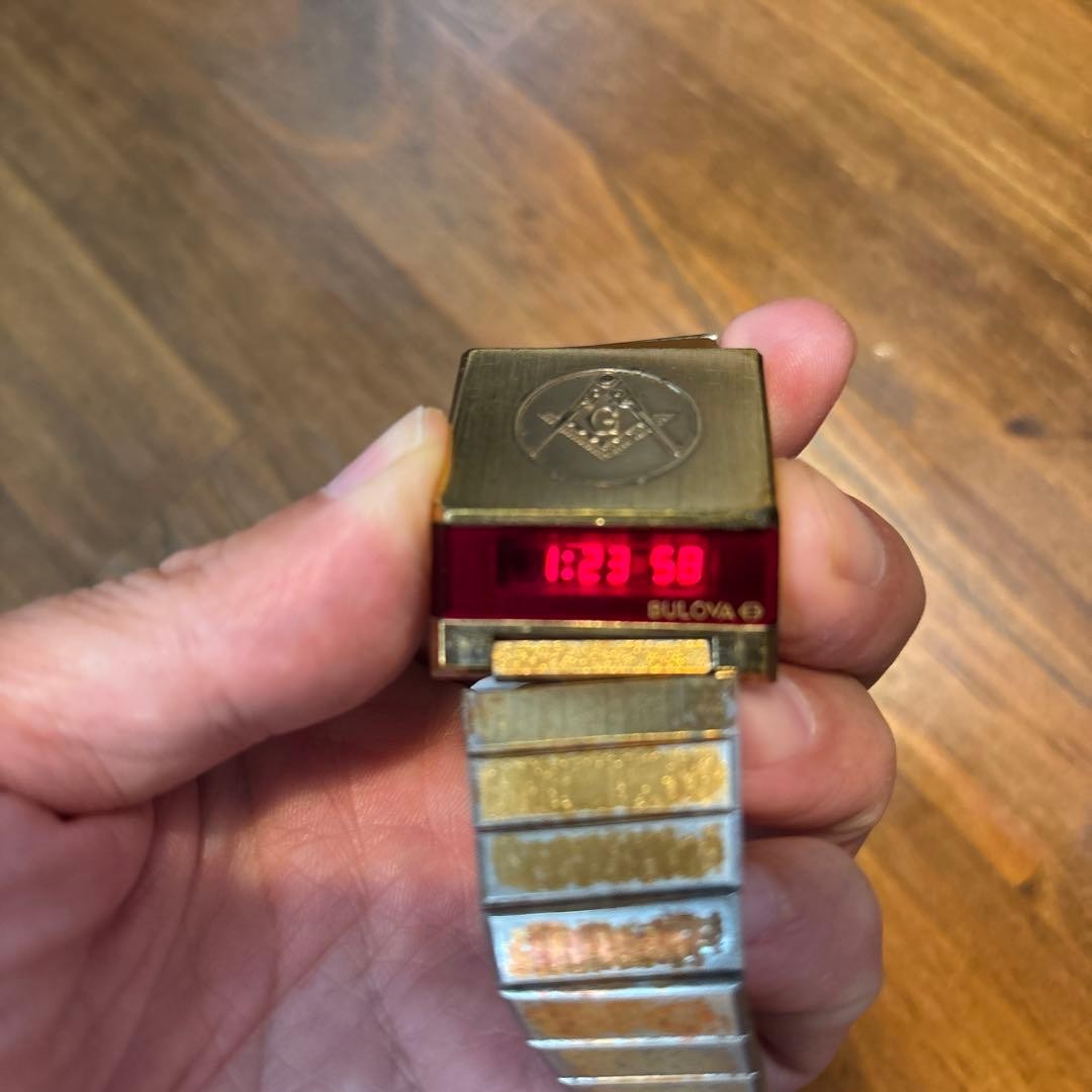 Bulova Computron 70s Freemason Vintage LED Watch Work… - Gem