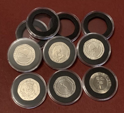 20 x Coin capsule Holder with Insert Foam For 20p Designs UK IOM (NO ...