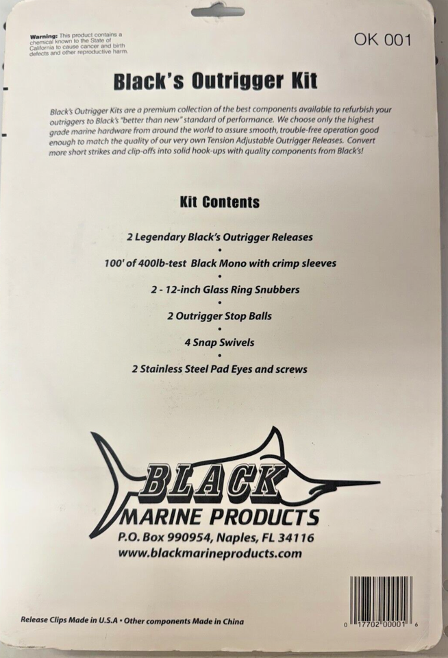 Black Marine OK-001 Complete Outrigger RIgging Kit | eBay