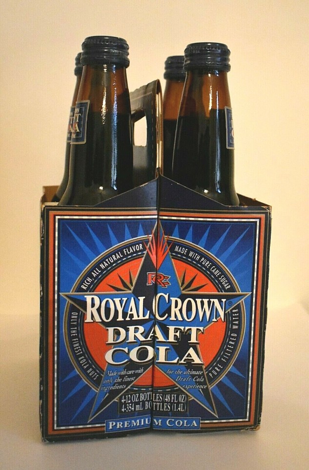 Royal Crown Draft Cola 4-Pack Rare Amber Glass Bottles in Carton Rare ...