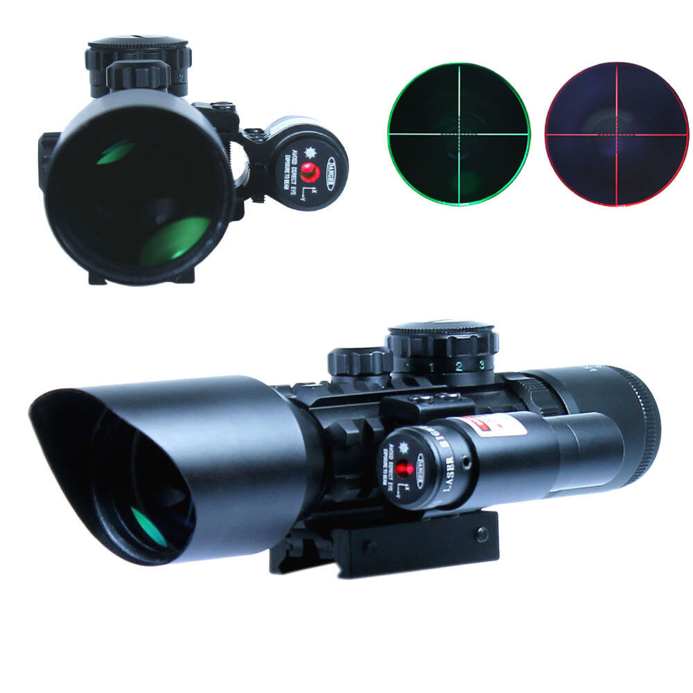 M9 3-10x42E Mil-Dot Reticle Red Green Illuminated Rifle Scope w/Red ...