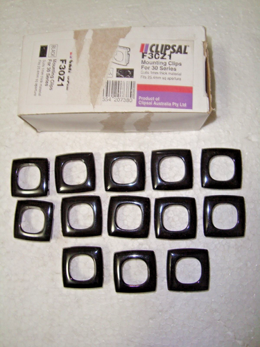 Clipsal F30Z1 Mounting Clips for 30 series, BLACK Box of 13, 1mm thick ...