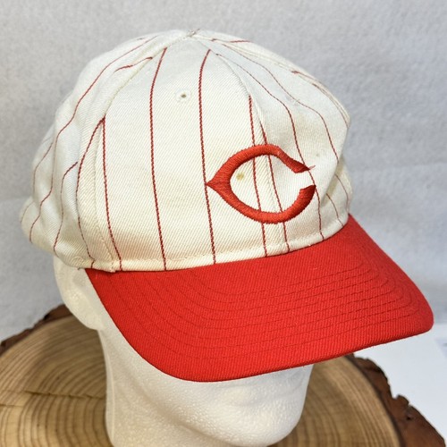 Vintage Cincinnati Reds Baseball Hat Pinstripe Red White Snapback Cap ...