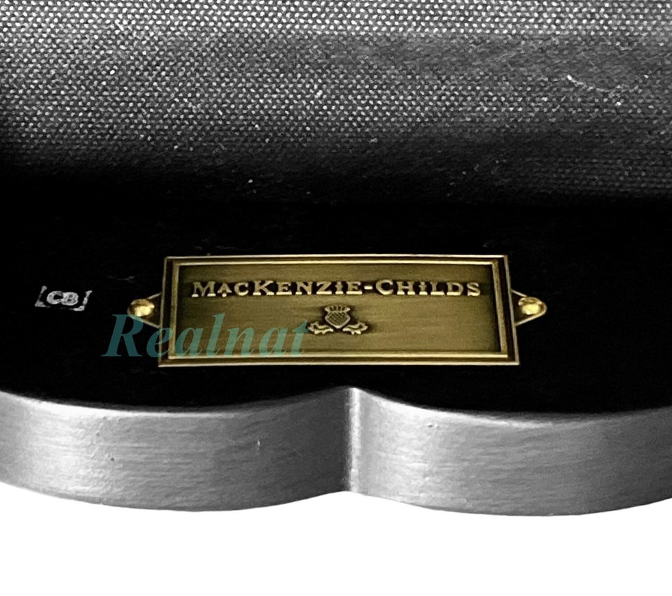 MacKenzie-Childs Courtly Check Black Counter Stool W/ Back Barstool New ...