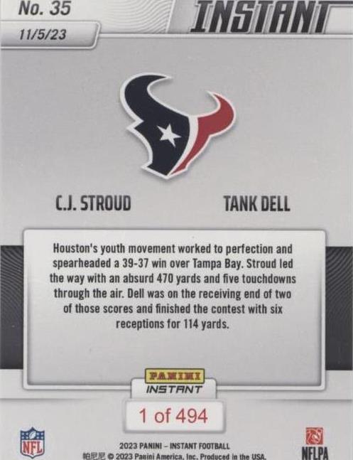 2023 Panini Instant NFL C. J. Stroud Tank Dell #35 for sale | eBay