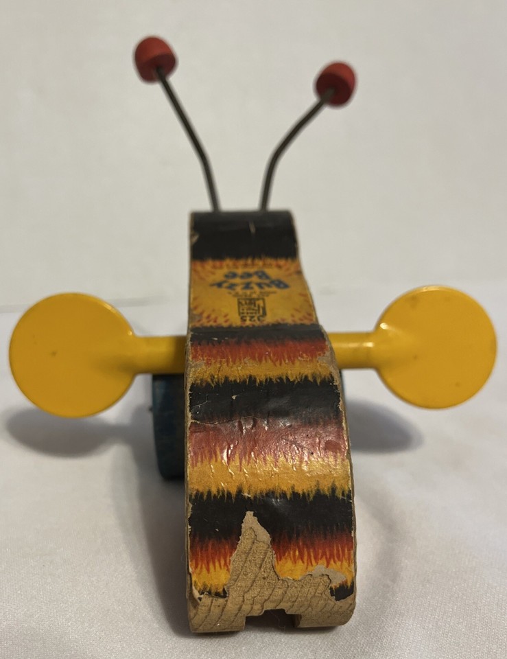 Fisher Price BUZZY 325 Vintage Yellow & Black Bee Wooden Toy WORKS | eBay