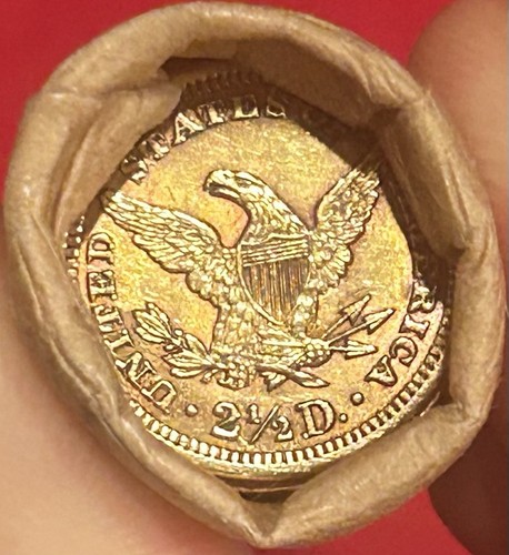 SEALED INDIAN HEAD PENNY HALF SHOTGUN ROLL W $2.5 LIBERTY GOLD EAGLE ...