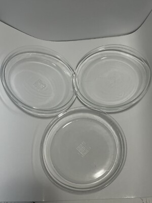 Set Of 3 Vintage 1970’s Stamp 9" Pyrex 209 Original Clear Round Pie ...