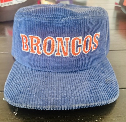 Vintage Denver Broncos Hat Cap Corduroy New Era Snap Back Blue NFL Made ...