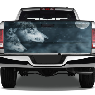 Wolf Moon Fantasy Blue Wolves Rear Tailgate Graphic Decal Truck Pickup ...