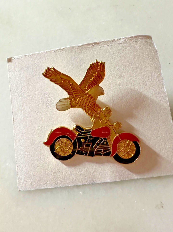 BRAND NEW BRASS ENAMEL HAT PIN LAPEL PIN TAC BACK RED MOTORCYCLE WITH ...