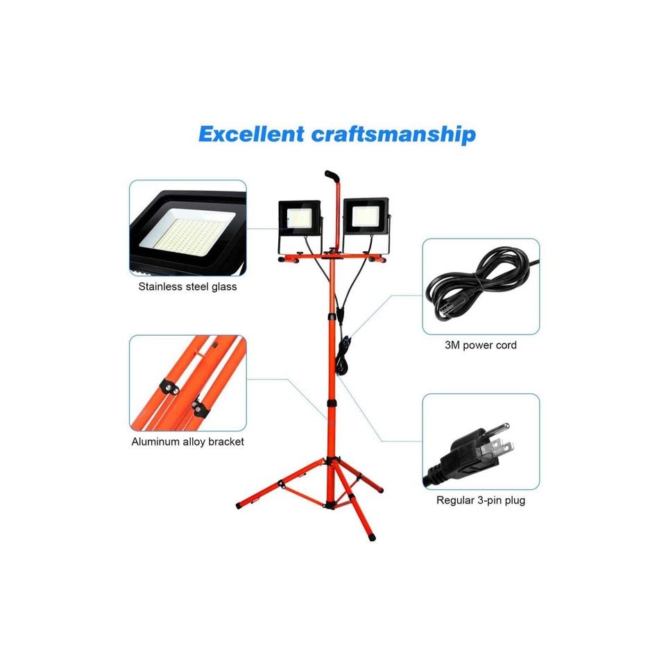 Led Work Light 100W 10000LM 5000K Daylight White Work Lights with Stand ...