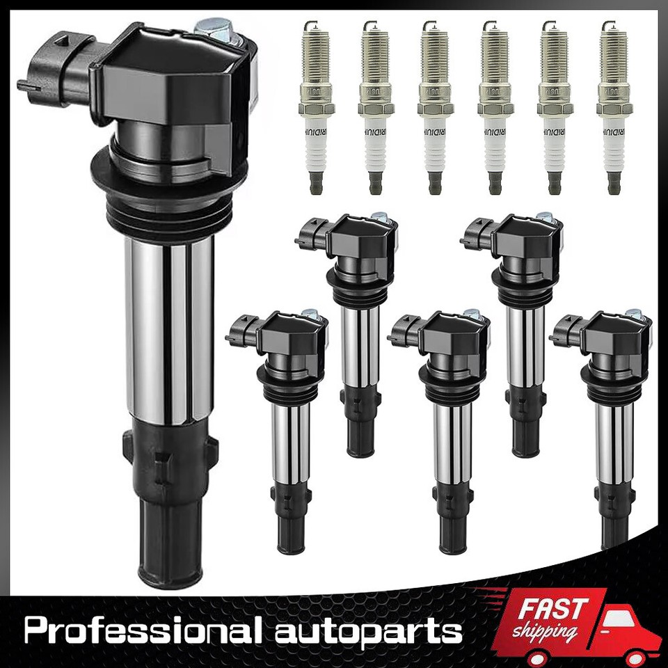 Set of 6 Ignition Coil + 6 Spark Plug For Cadillac SRX CTS STS GMC ...