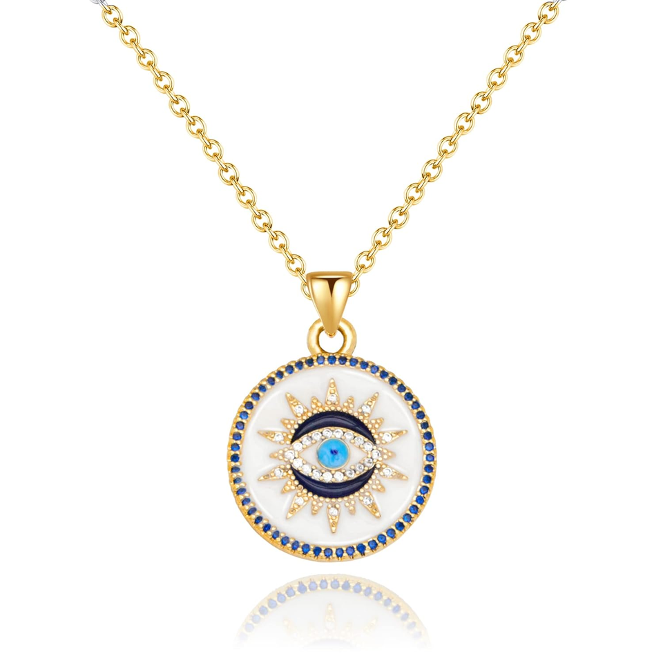 Evil Eye Gold Protection Necklace, Handmade Evil Eye Jewelry for Women ...