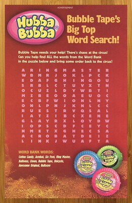 2004 Hubba Bubba Bubble Tape Gum Print Ad/Poster 00s Kid Cotton Candy ...