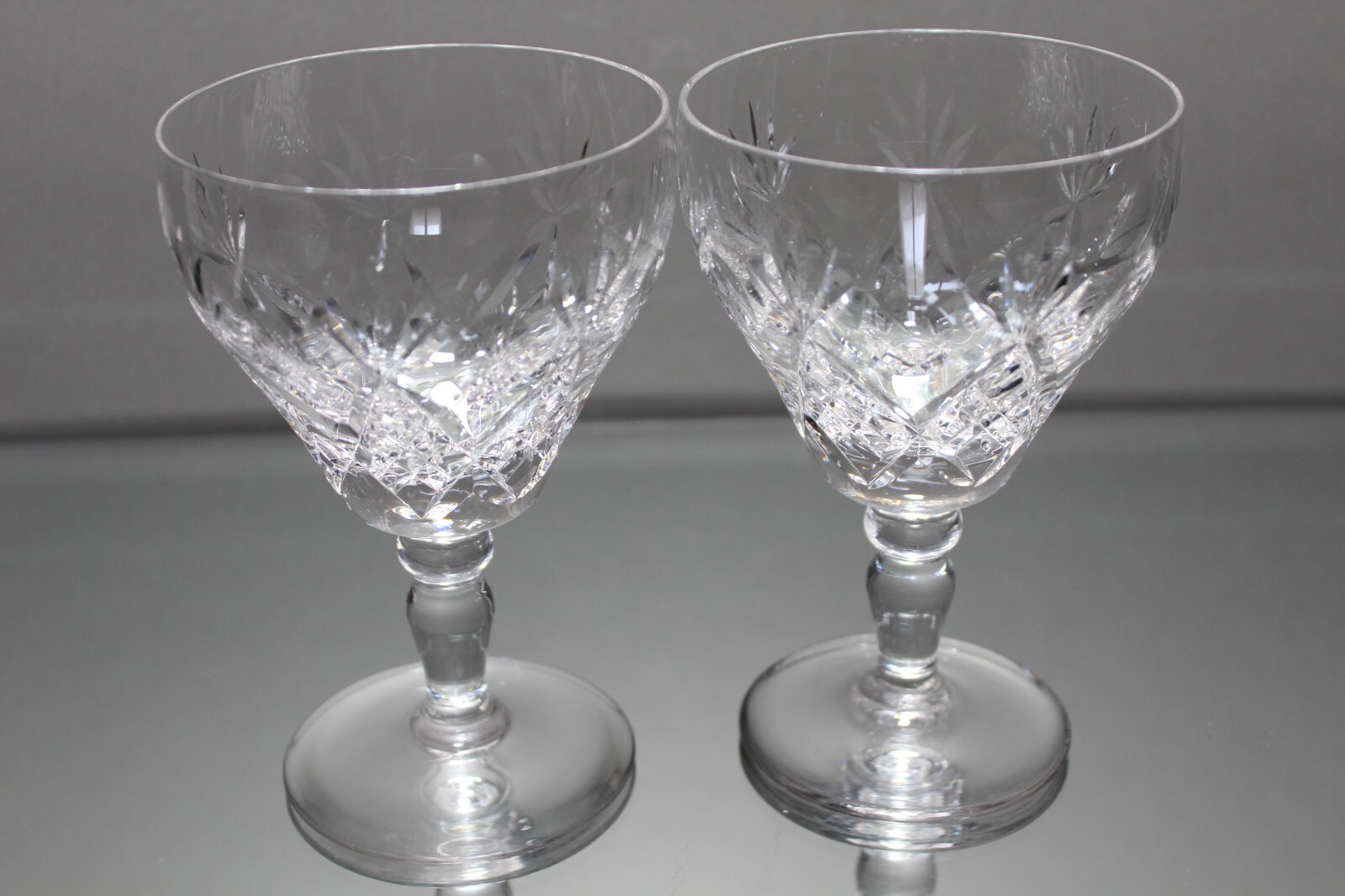 Two (2) ROYAL BRIERLEY ELIZABETH England 5 1/2” Crystal Water Wine ...