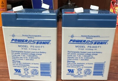 Power-Sonic 2 Pack - 6V 4.5Ah PS-640, PS640F1, UB645 Replacement SLA ...