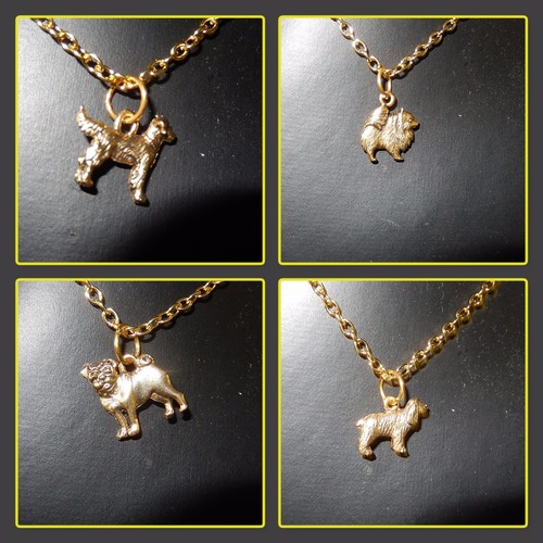 Dog charm necklaces, s/steel gold plated chain, Pug, Retriever | eBay ...