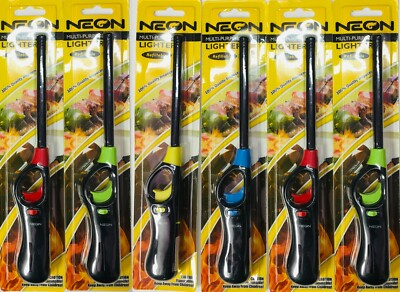 Neon Multi-purpose Refillable Lighters Fireplace Grill Gas Stove BBQ (6 ...