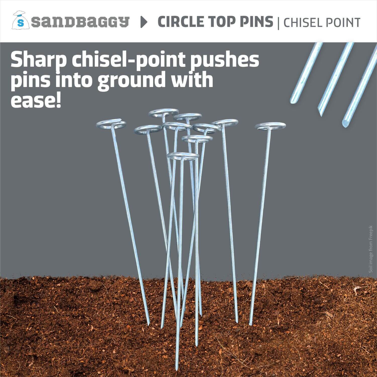 Sandbaggy 6 or 12 Inch Rust Free Circle Top Pins - Landscape Staples ...