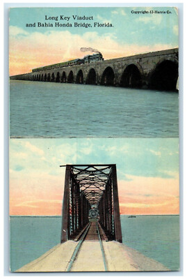 c1910 Long Key Viaduct and Bahia Honda Bridge Florida FL Unposted ...