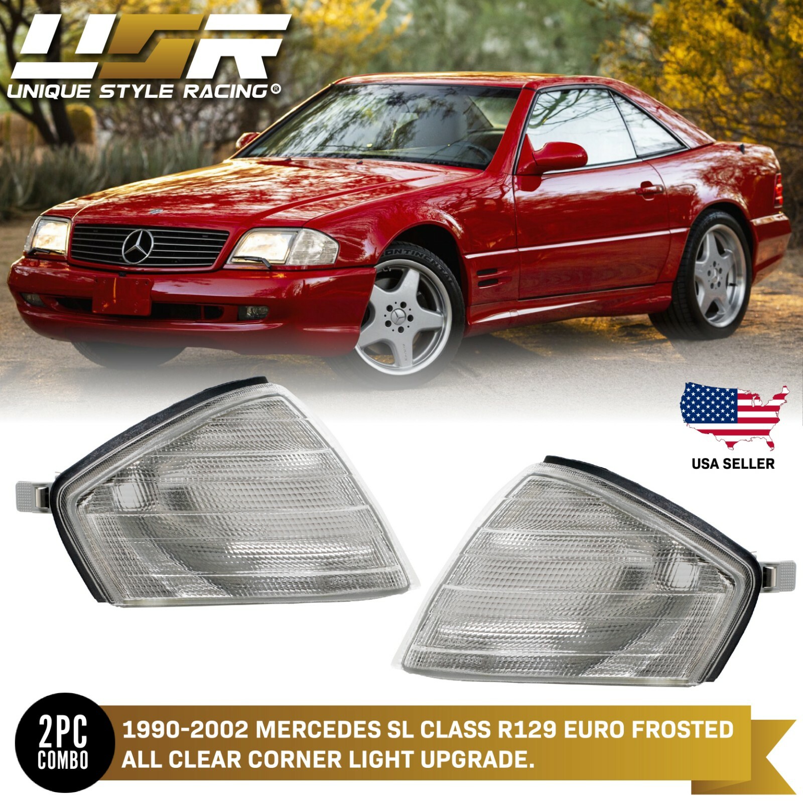 OE Frost ALL CLEAR Euro Corner Light Pair For 1990-2002 Mercedes SL ...