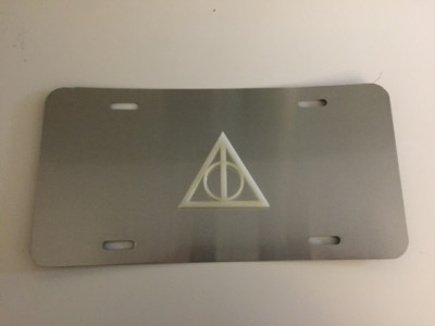 Deathly Triangle in 3d - Grey with White GLOW DARK License plate INSERT ...