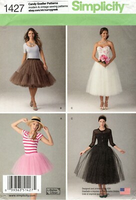 Simplicity 1427 Tulle Skirt, Crinoline, Petticoat in 3 Lengths Sz 4-12 ...