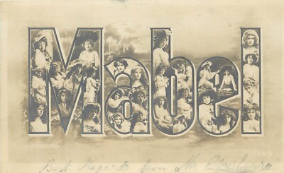 UDB Rotograph RPPC B868 Women in Large Letters, Name "Mabel" Unposted ...