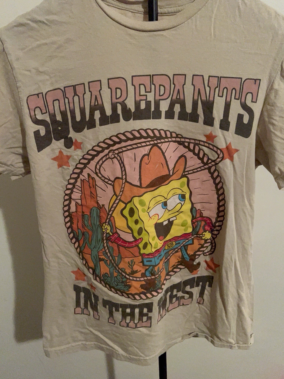 SpongeBob SquarePants In The West T Shirt Small Brown Tan | eBay